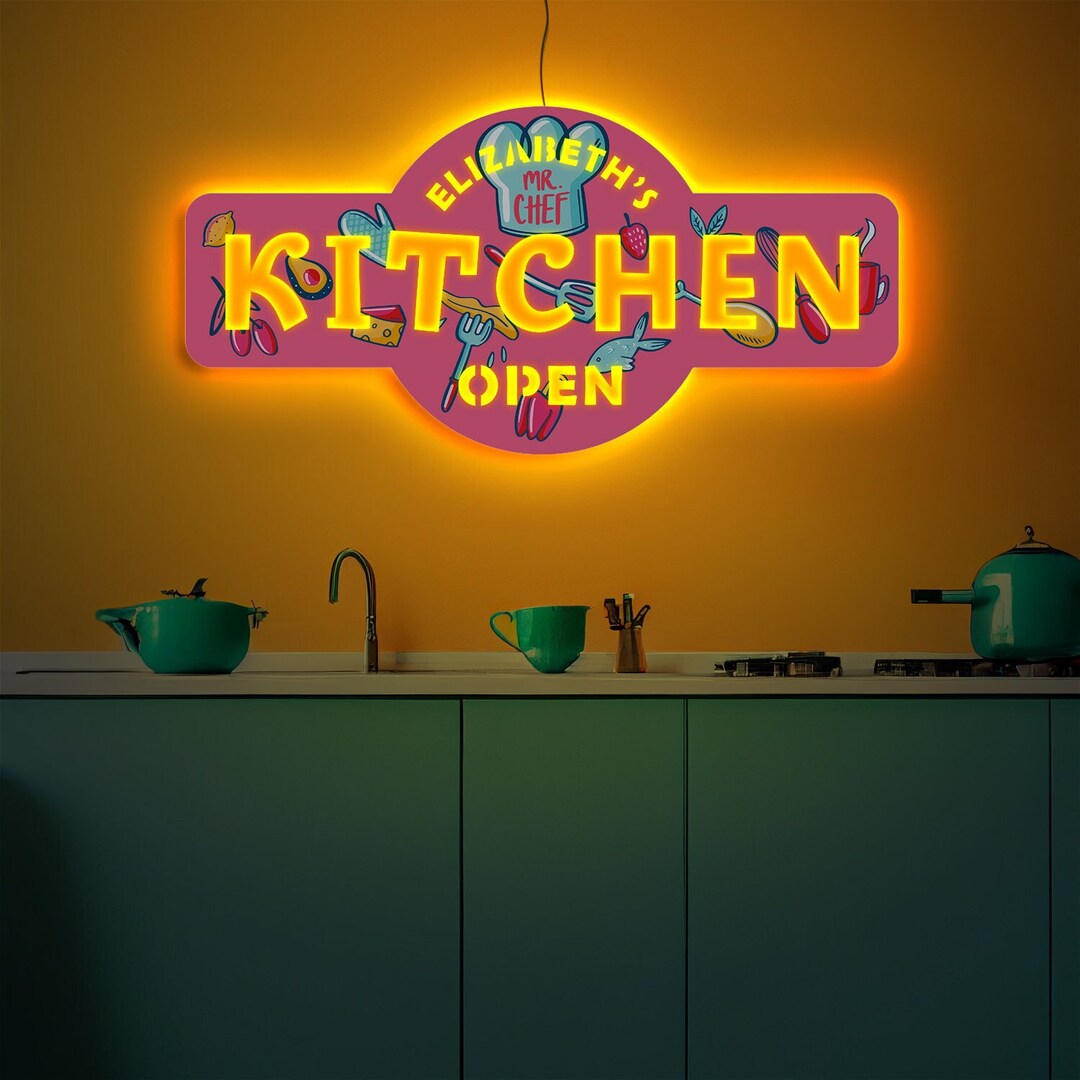 Kitchen Led Sign, Kitchen Neon Sign, Kitchen Name Sign, Chef Neon Sign ...