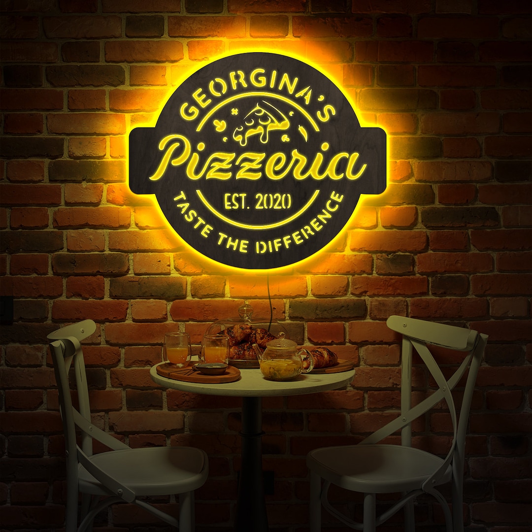 Personalized Pizzeria Sign Lighted, Pizza Neon Sign, Pizza Wall Art Led ...