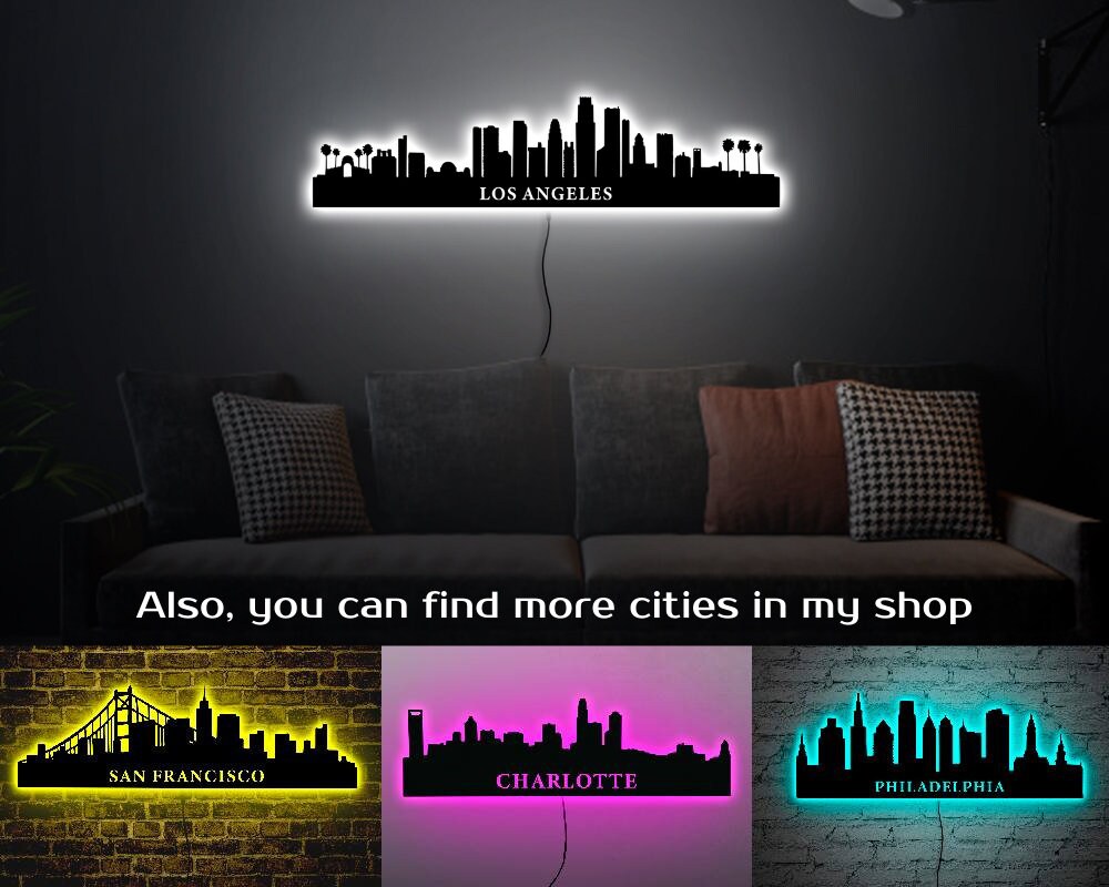 Los Angeles Neon Signlos Angeles Skyline Led Signlos Angeles - Etsy