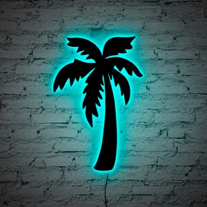Palm Tree Wood Art, Palm Tree Light Sign, Palm Tree Led Decor, Palm ...