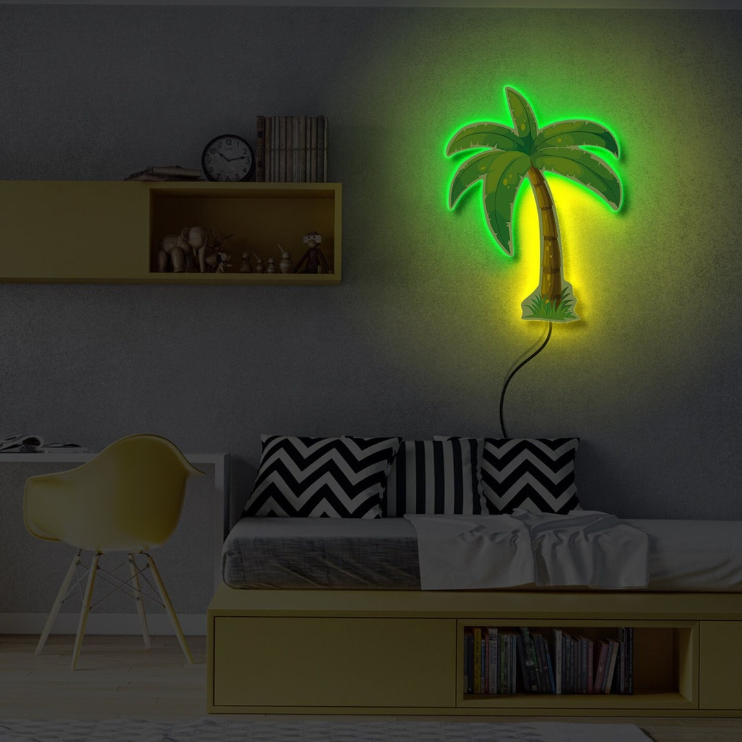 Palm Tree Light Decor, Palm Tree Wall Art Led, Palm Tree Neon Sign ...