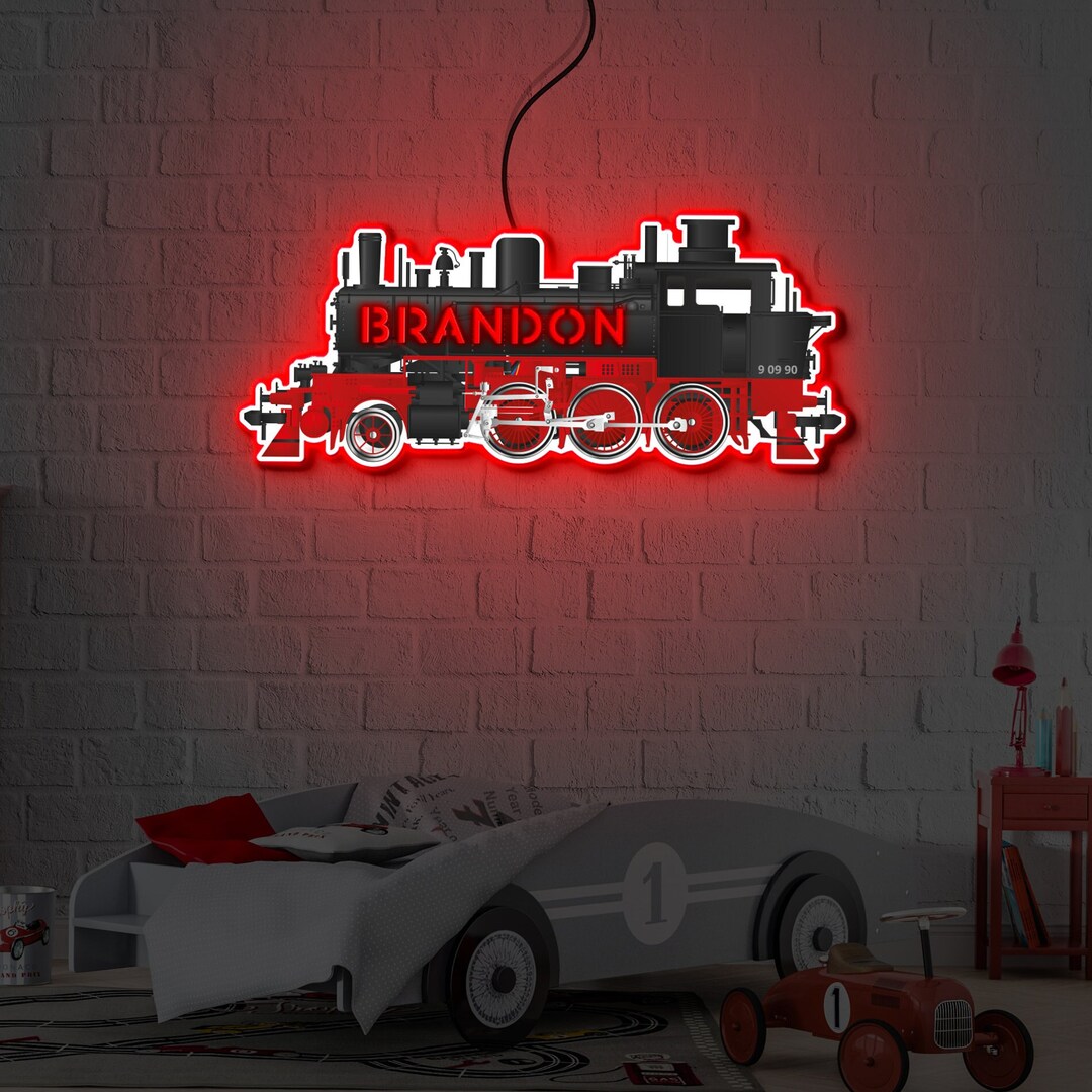 Train Neon Sign, Train Led Sign,train Neon Light,personalized Boys Room ...
