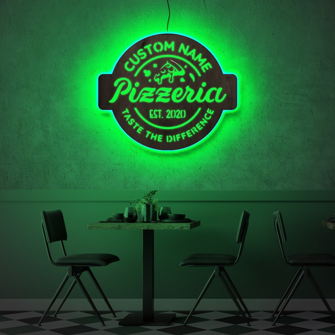 Personalized Pizzeria Sign Lighted, Pizza Neon Sign, Pizza Wall Art Led ...