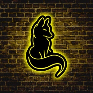 Fox Neon Sign,fox Led Sign,fox Neon Light,fox Led Light,wooden Fox ...
