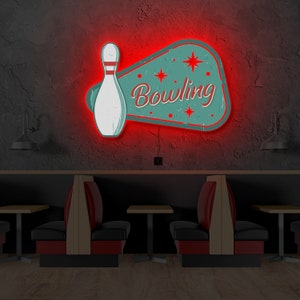 Retro Bowl Neon Sign, Bowling Light Sign, Bowling Neon Sign, Game Room ...