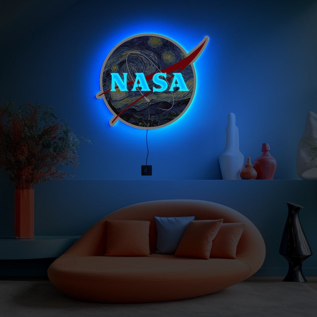 Nasa Van Gogh Light Sign, Nasa Logo Led Sign, Nasa Neon Sign, Nasa Wall ...