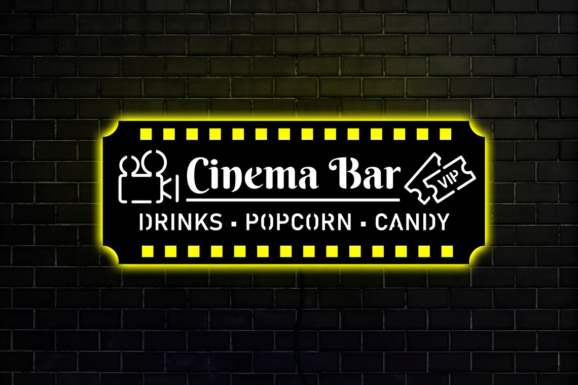 Cinema Neon Sign Cinema Bar Neon Sign Cinema Light Cinema - Etsy