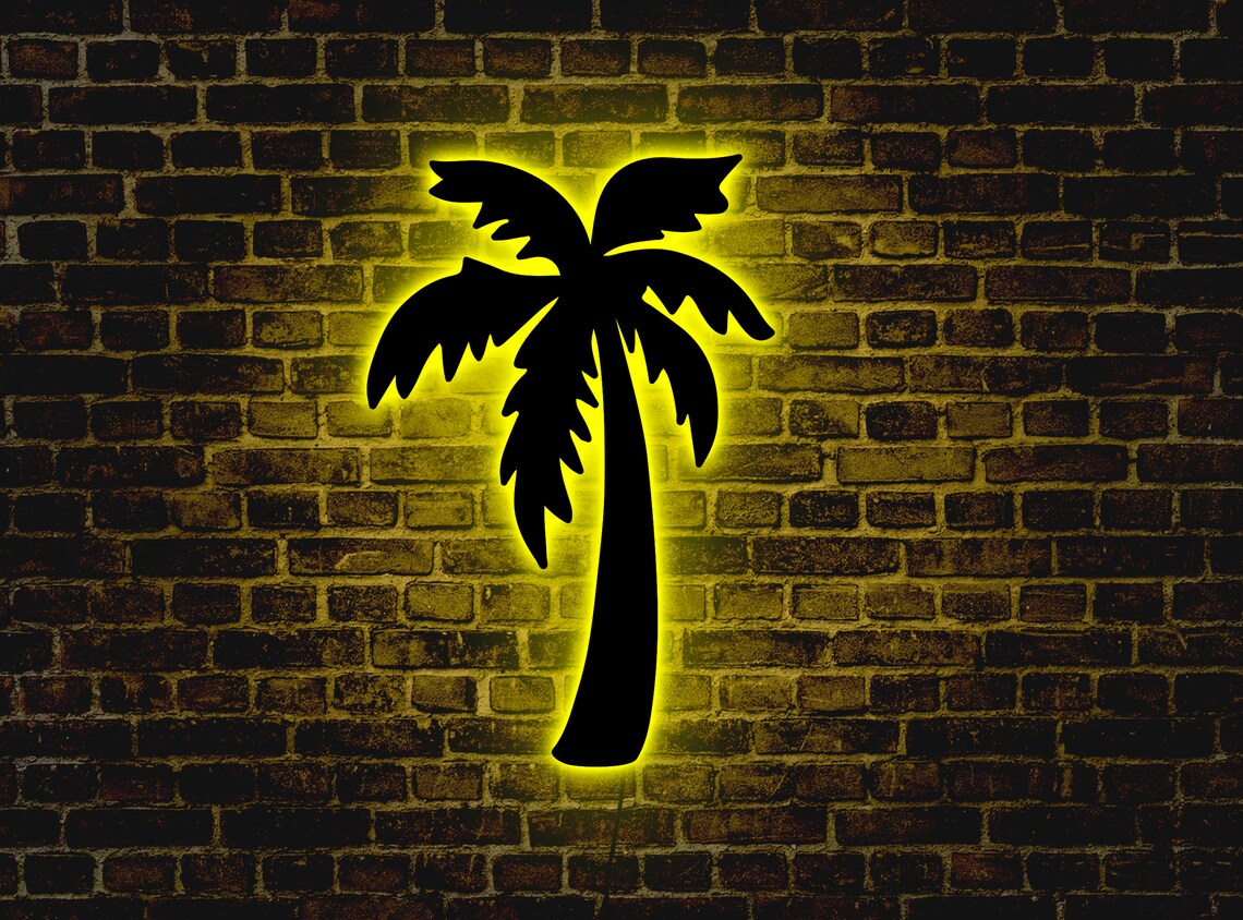 Palm Tree Wood Art Palm Tree Light Sign Palm Tree Led Decor - Etsy