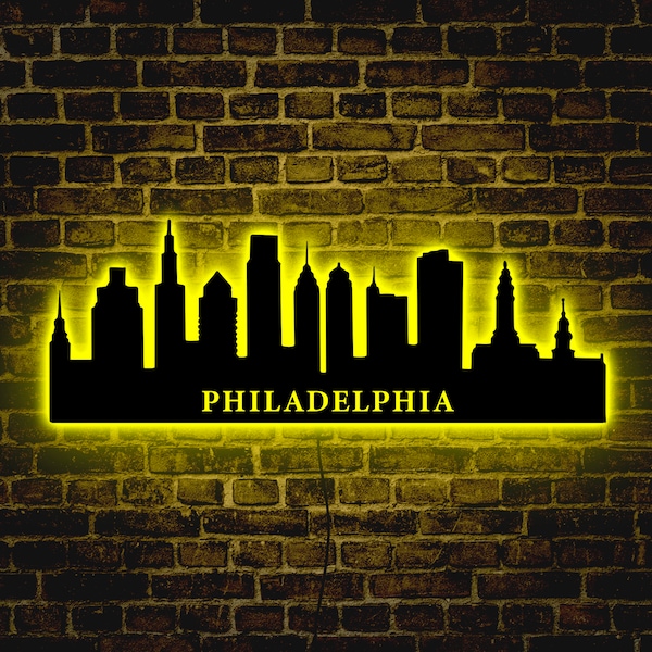 Philly Skyline Philadelphia Wood Art - Etsy