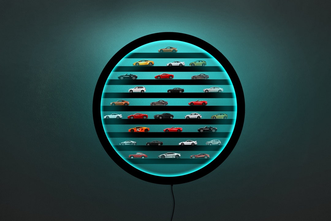 Toy Car Storage Wall With Led, Toy Car Display Shelf, Toy Car Holder ...