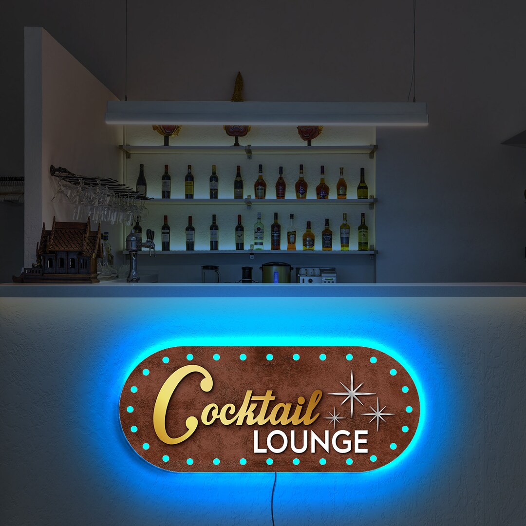 Cocktail Lounge Light up Sign, Cocktail Bar Neon Sign, Bar and Lounge ...
