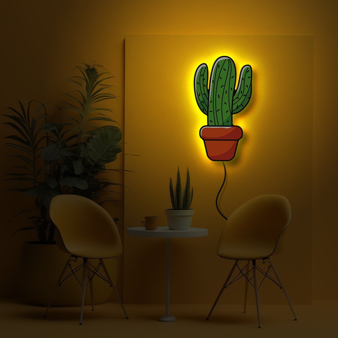 Cactus Neon Sign, Cactus Neon Light, Cactus Led Sign, Cactus Kids Room ...