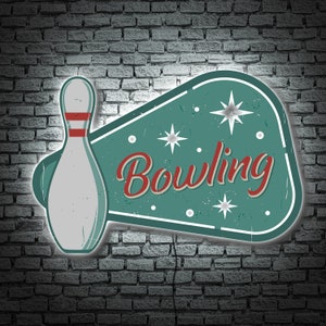 Retro Bowl Neon Sign, Bowling Light Sign, Bowling Neon Sign, Game Room ...