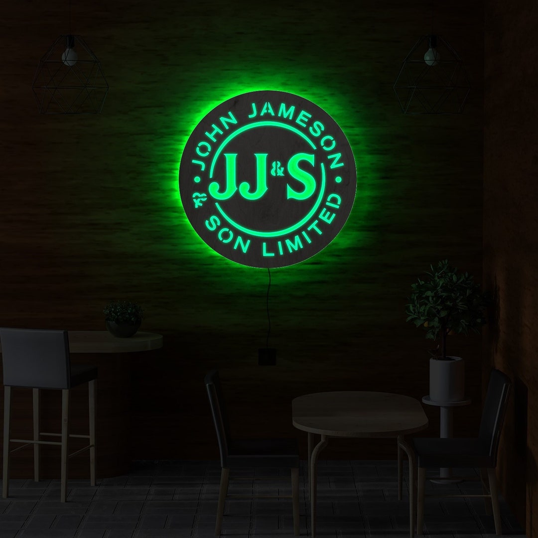 Jameson Sign Lighted, Jameson Whiskey Led Sign, Irish Pub Light Sign ...