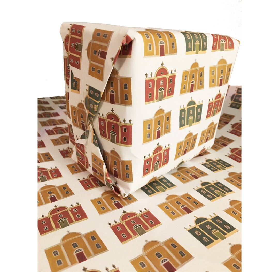 5 Sheets of Coloured Houses Wrapping Paper | 100% Recycled | House ...