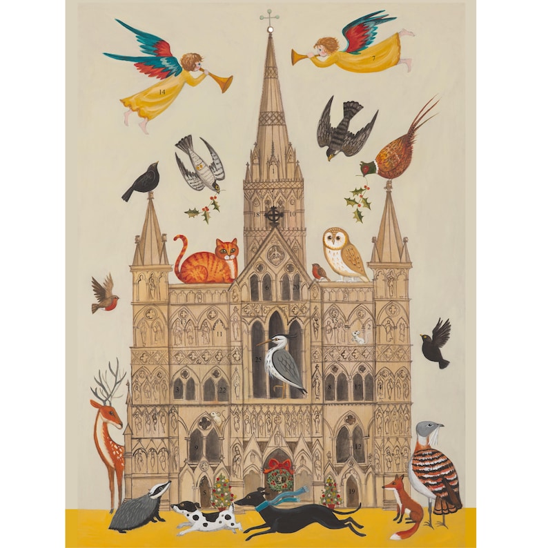 Salisbury Cathedral Advent Calendar | Lithograph | Folk Art | British ...
