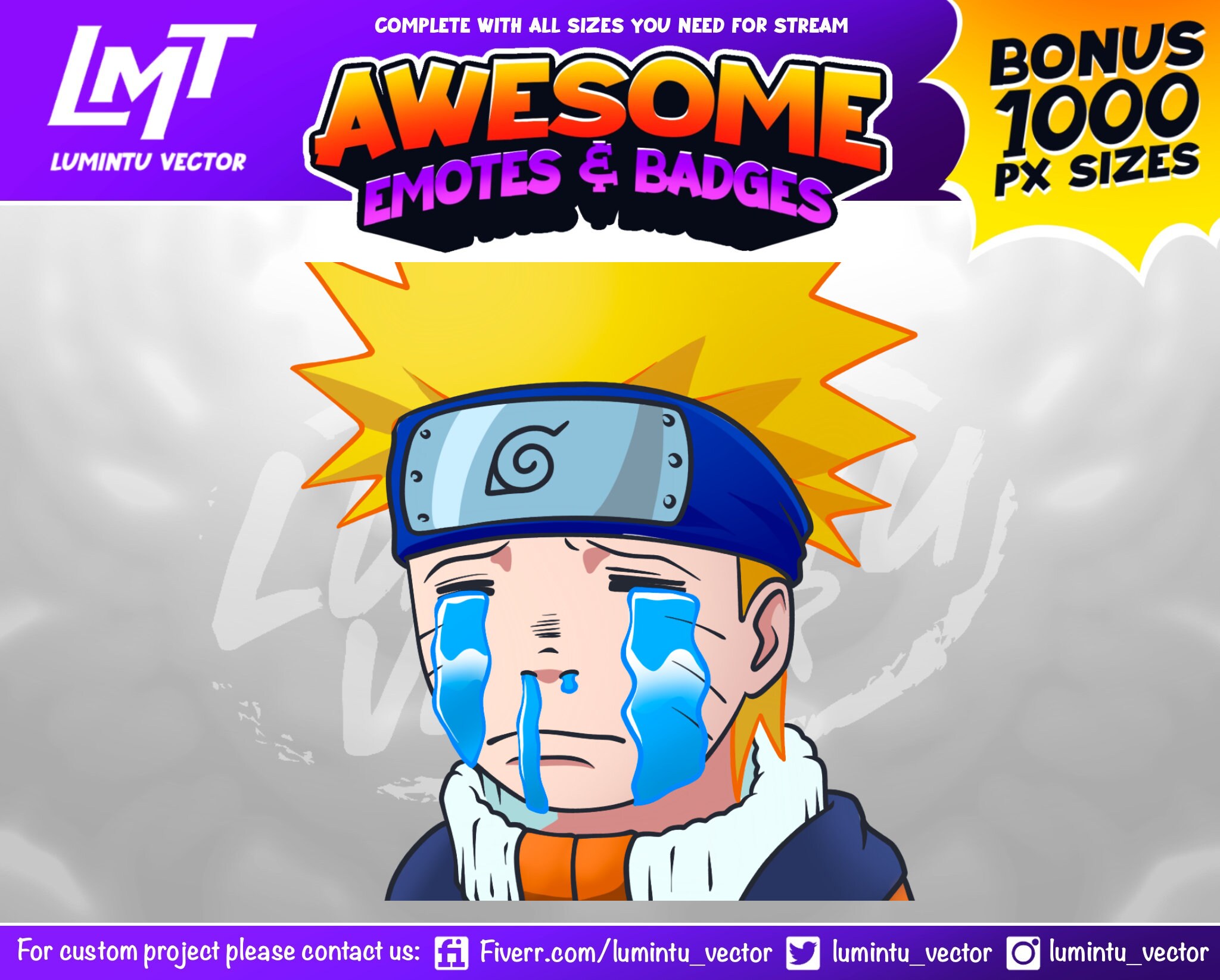 Sad Cry Twitch Emotes Anime Twitch Emotes Kawaii Twitch | Etsy UK