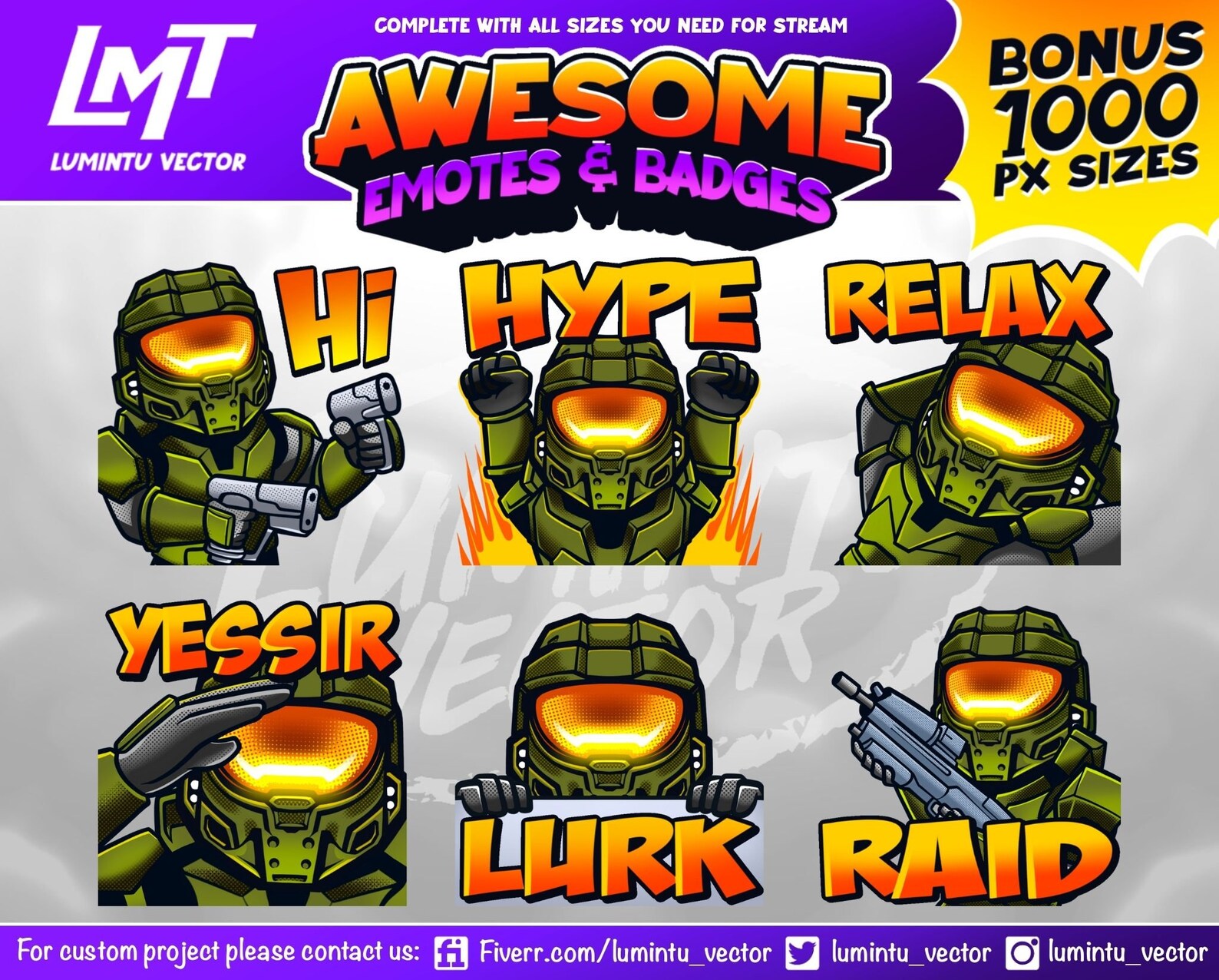 Halo the Master Chief Twitch Emotes Chibi Twitch Emotes | Etsy Canada