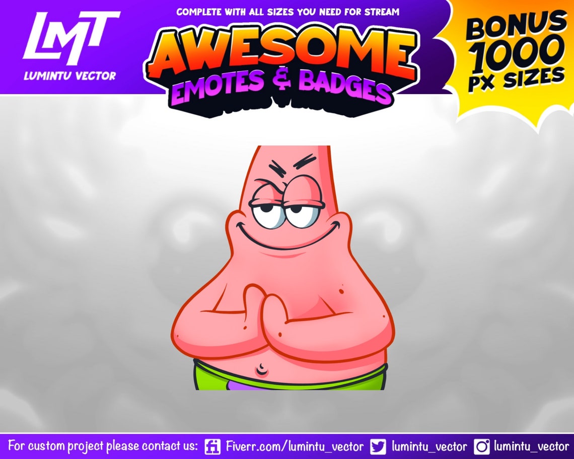 Patrick Star Smirk Twitch Emotes Spongebob Squarepants | Etsy UK