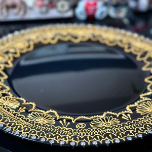 Handmade Henna Charger Plate in Blue Christmas Plate Wedding Favour ...