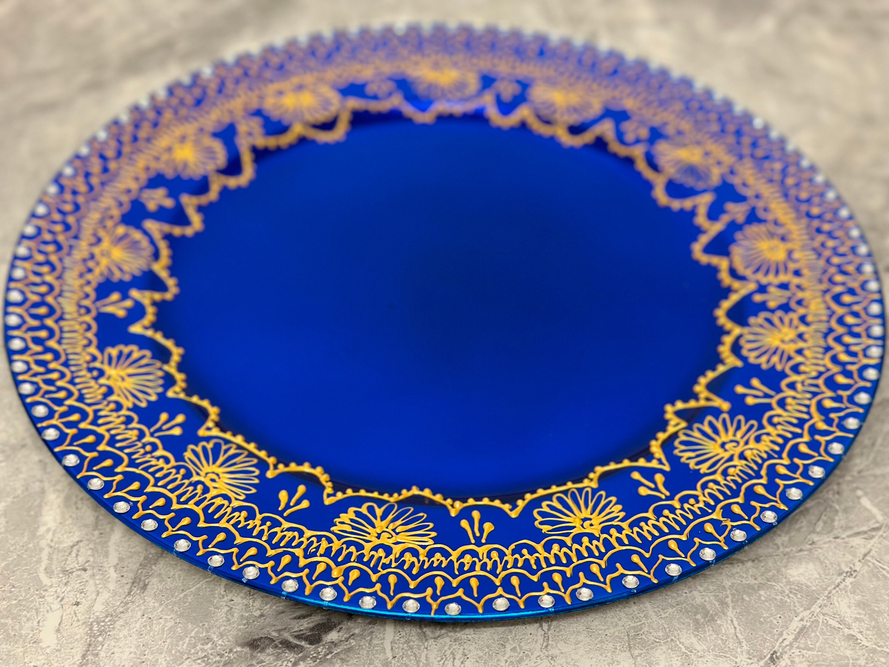 Handmade Henna Charger Plate in Blue Christmas Plate Wedding Favour ...