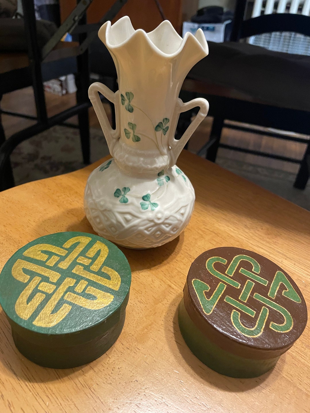 Celtic Knot Box, Primitive Style Box, Hand Painted Paper Mache Box, St ...