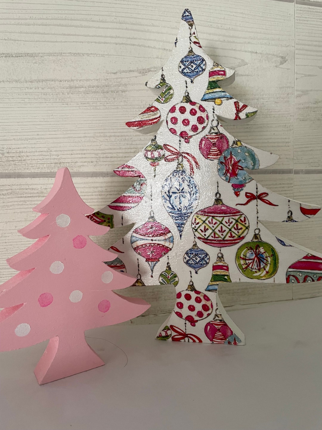 Decoupage Christmas Tree, Painted Christmas Tree, Christmas Tree Decor ...