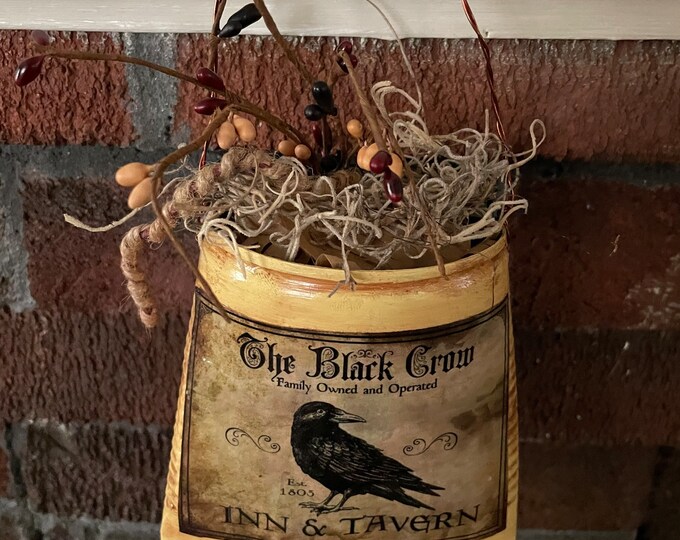 Primitive Crow Tin, Primitive Hanging Decor, Black Crow Tavern Sign ...