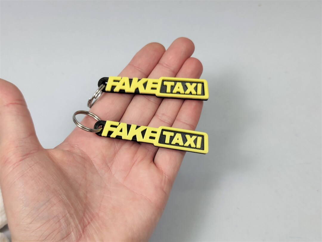 2x Keychain Logo FAKE TAXI Gift Idea Fun Plastic Key Ring - Etsy