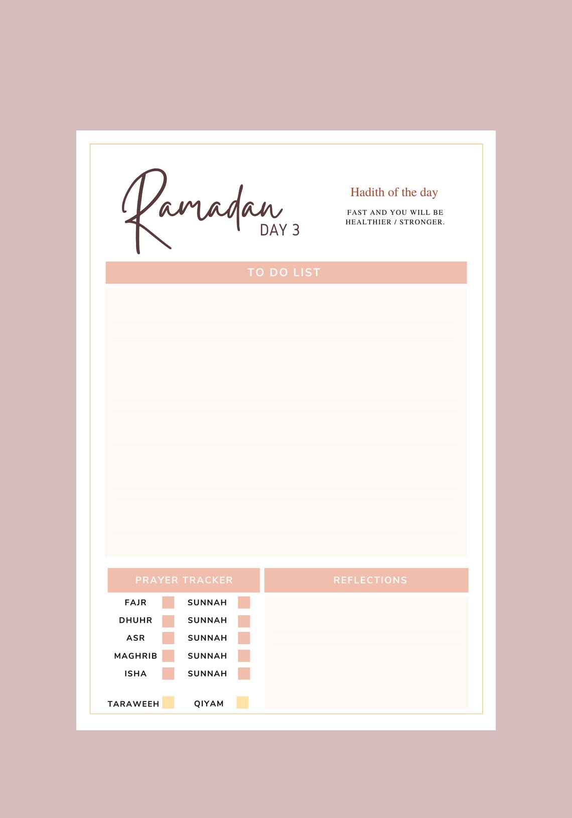 Ramadan Planner (printable - Instant Download PDF File ) | Ramadan ...