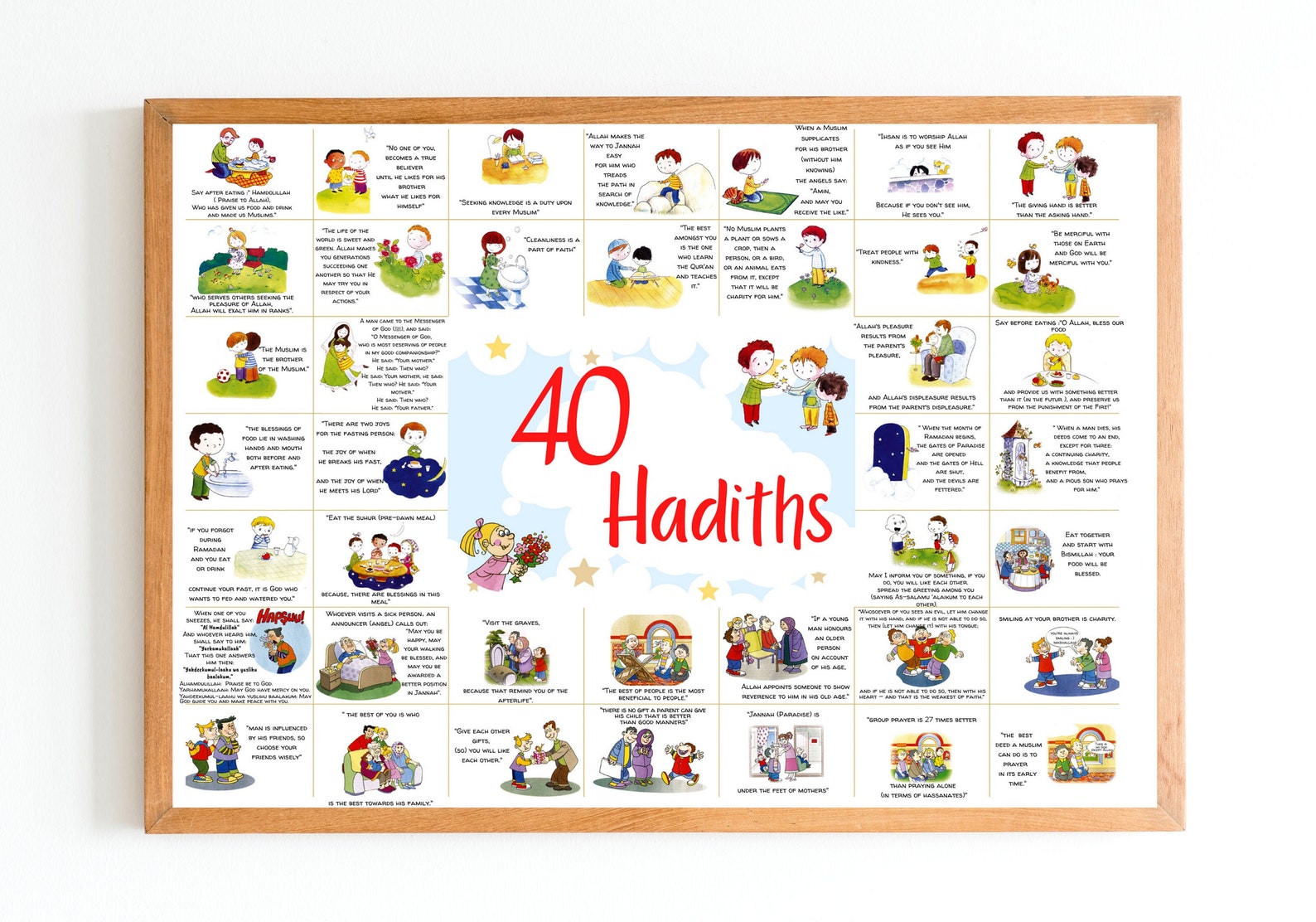 40 Hadiths : illustrated Poster for children in English | Etsy
