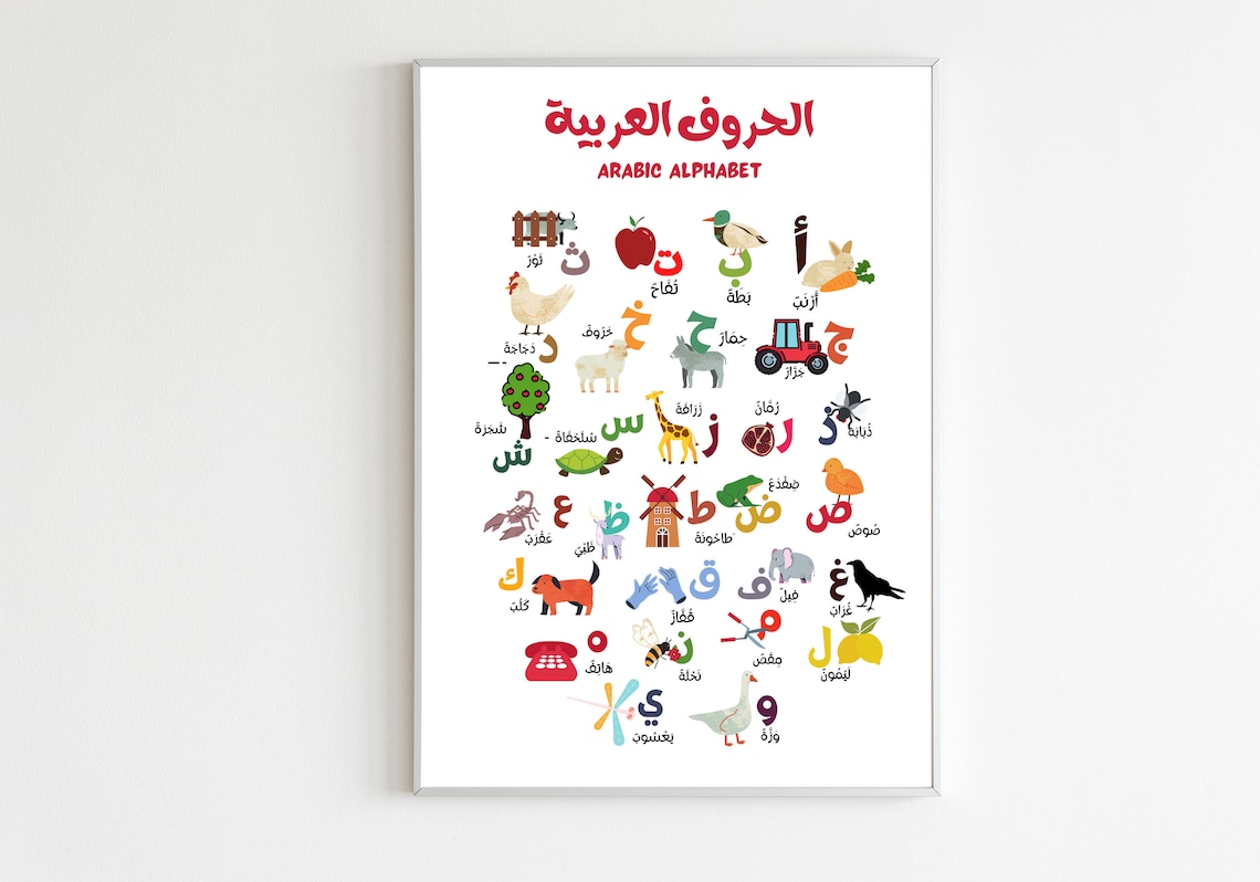 Arabic Alphabet : Illustrated Poster for Children | Etsy