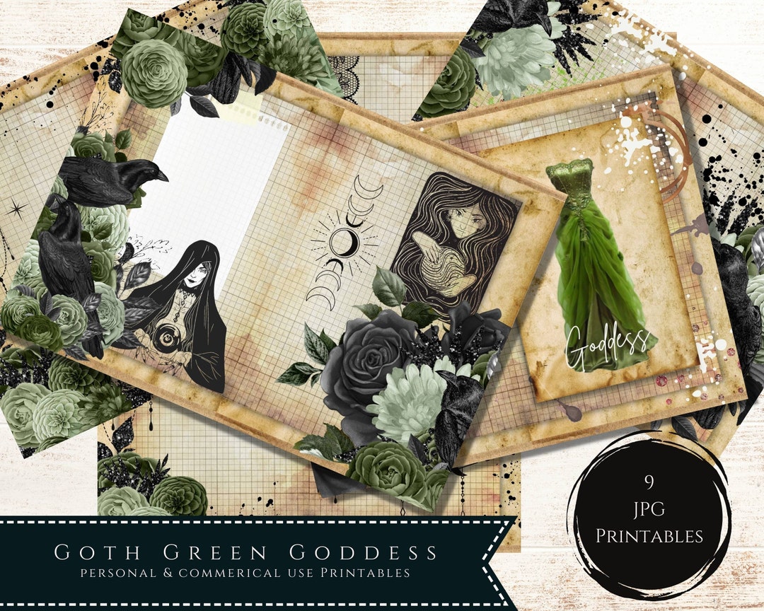 Junk Journal Printable Kit, Green Witch, Journal Pages, Vintage Junk ...
