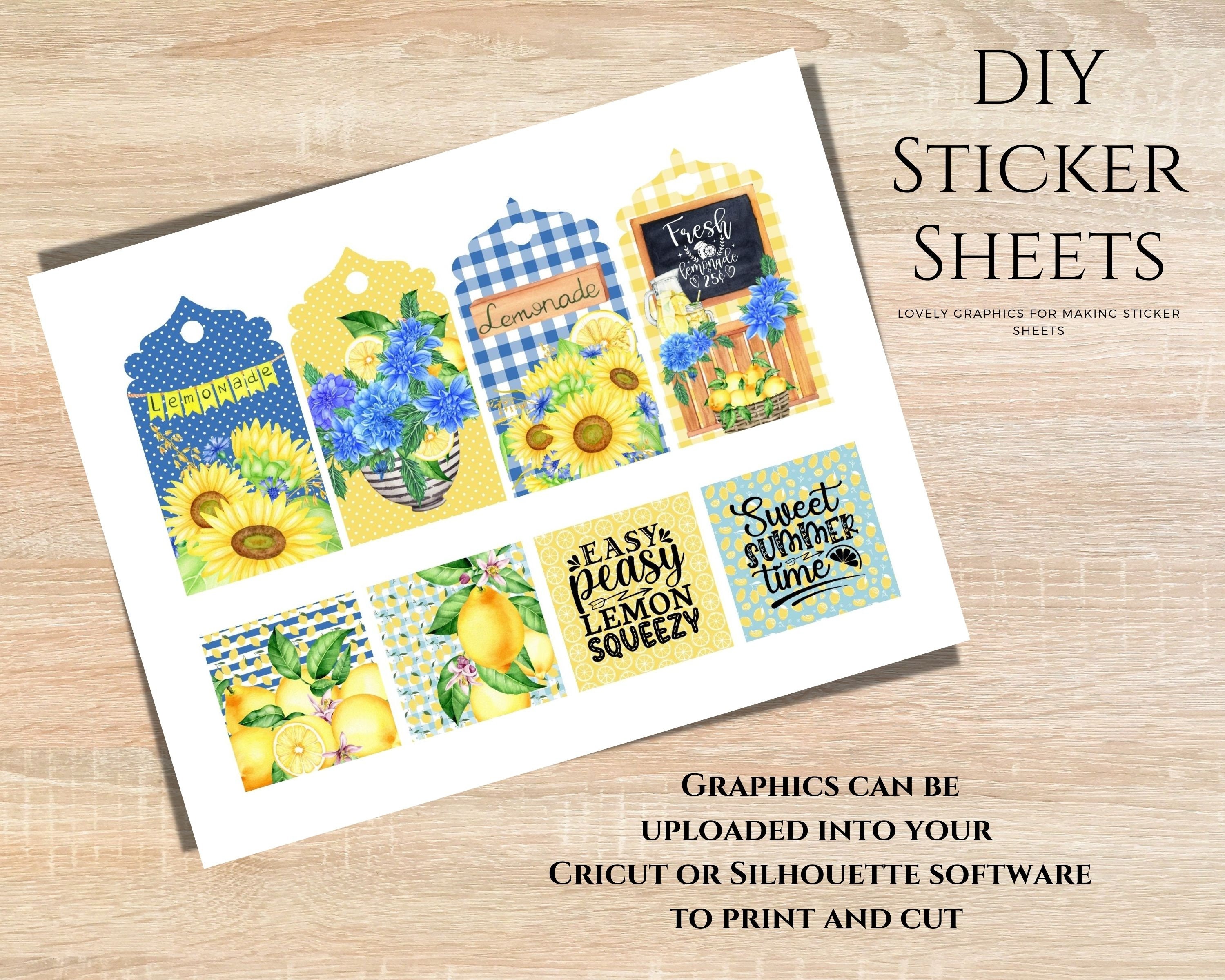 Planner Embellishments, PNG Graphics, Print and Cut, Lemon Collage ...