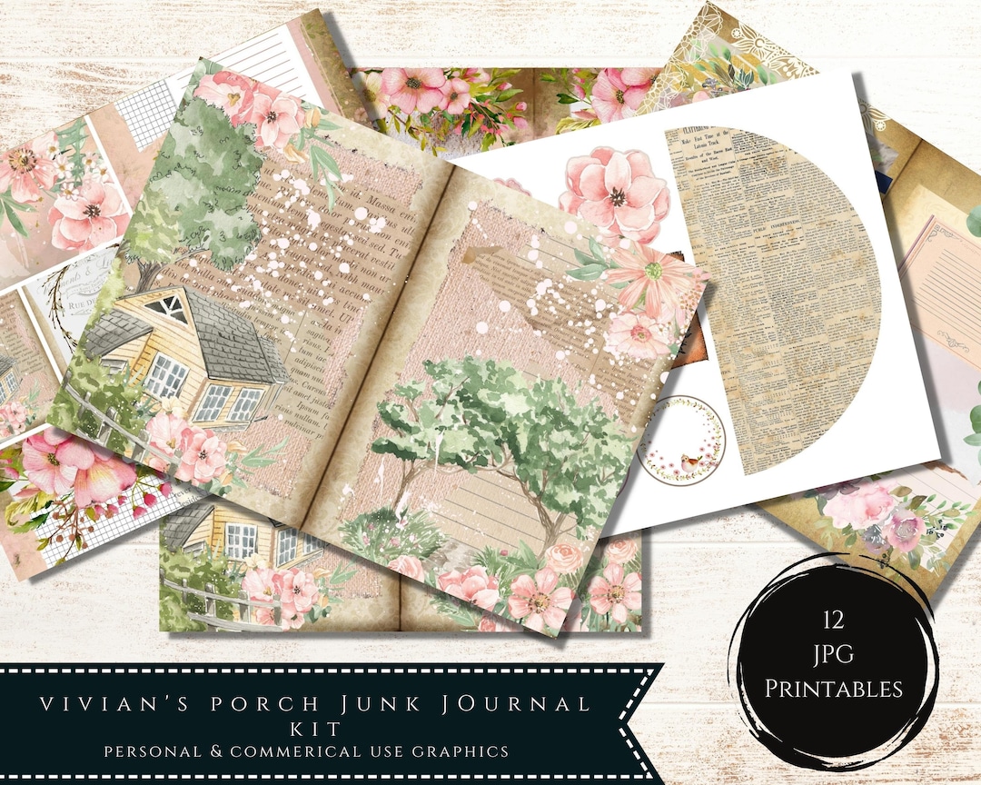 Junk Journal Printable Kit, Printable Journal Ephemera, Vivian's Porch ...