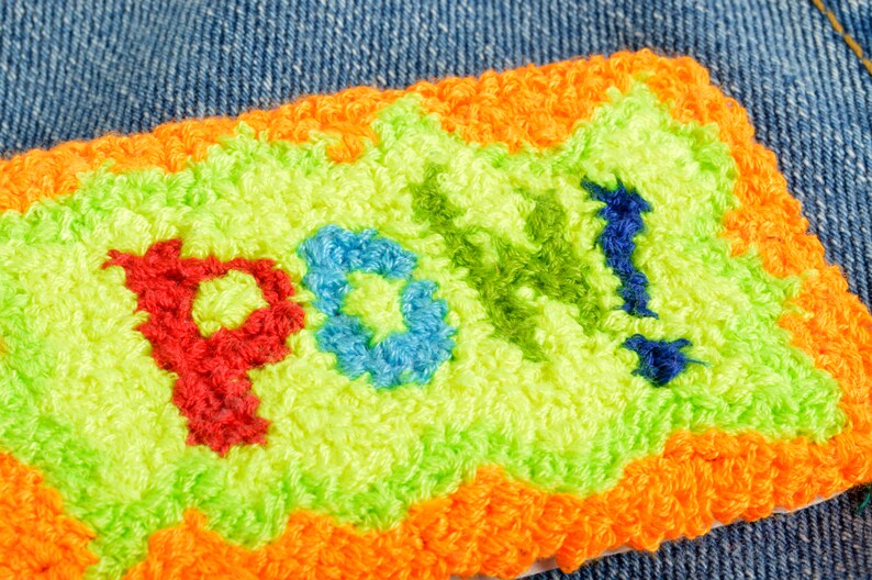 POW Sticker Patch Punch Needle Self Adhesive Back Sticky Embroidery ...