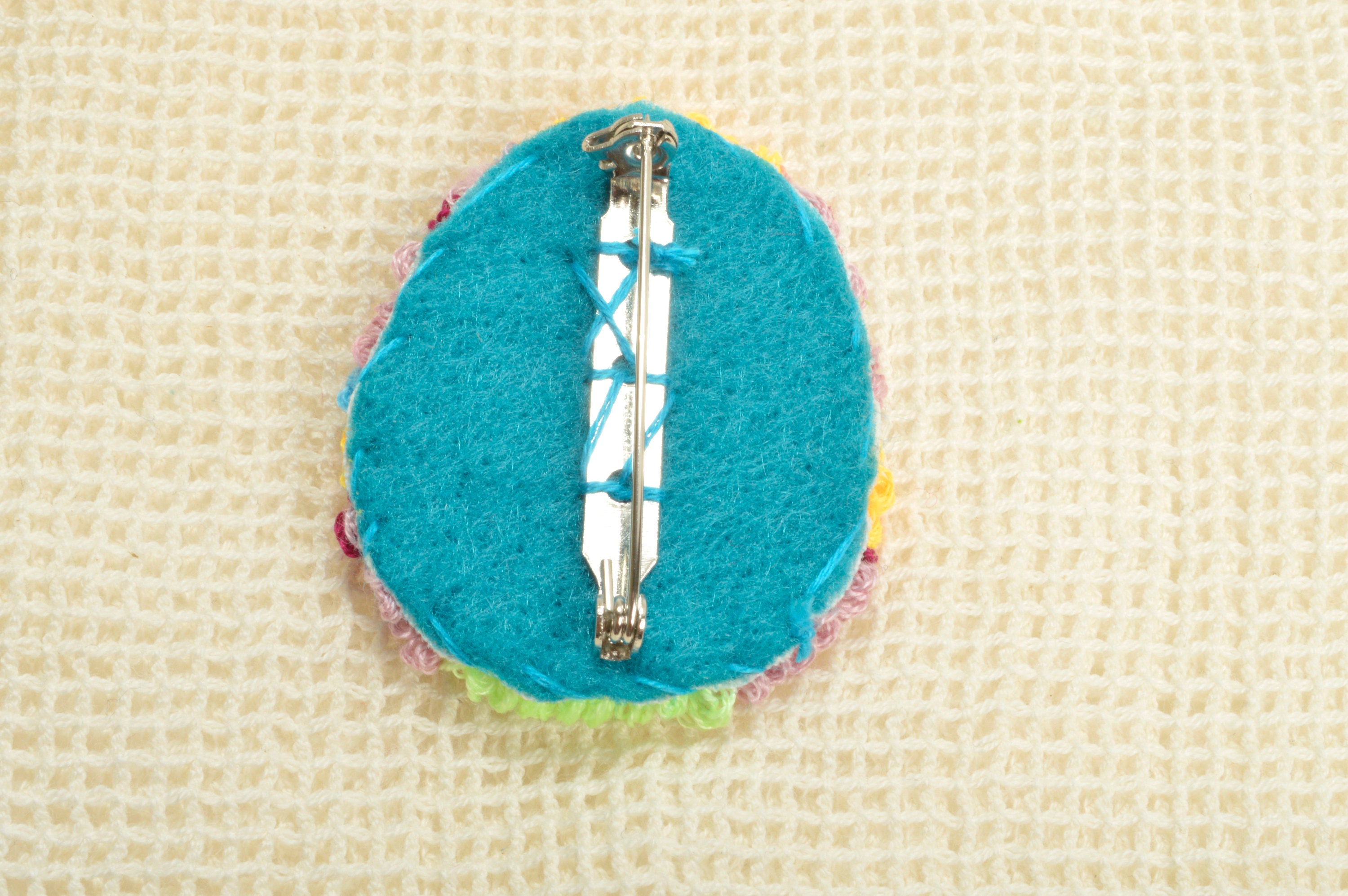 Choose One Easter Egg Brooch Pin Colorful Felt Backed Stripes Flower ...