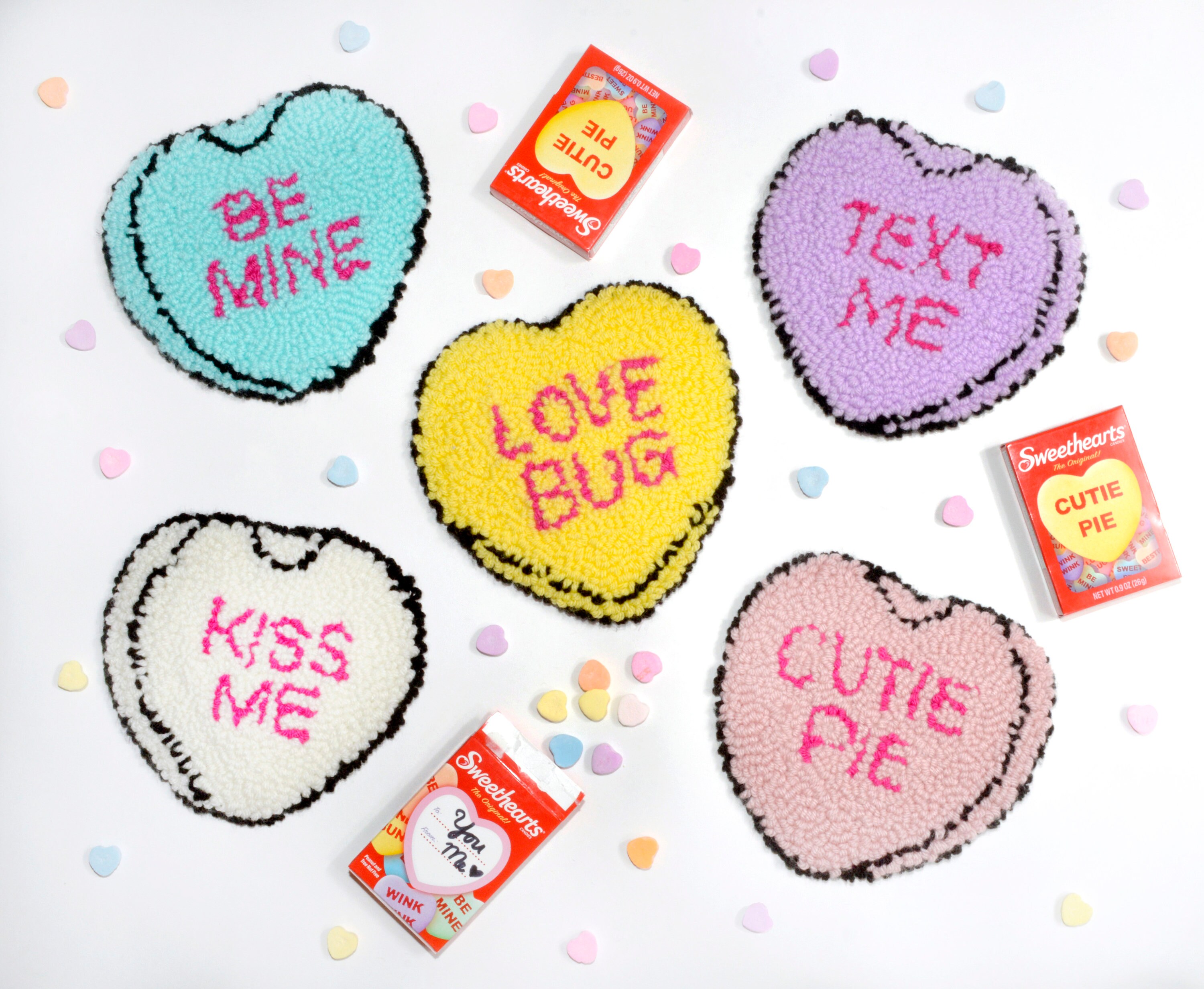 PDF Conversation Candy Heart Pattern Punch Needle Retro Valentine's Day ...