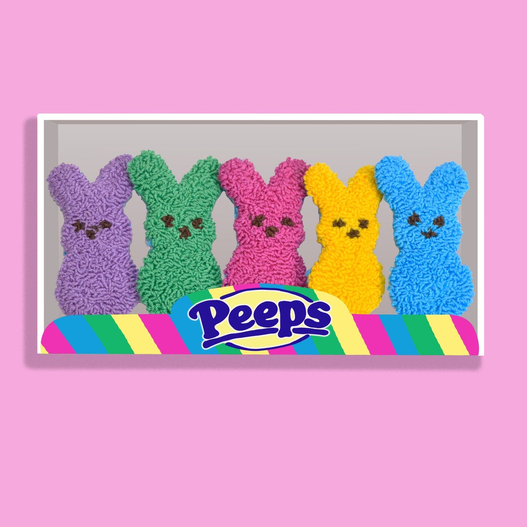 Choice of Peep Bunny Pin Punch Needle Embroidery Floss Pinback Fuchsia ...