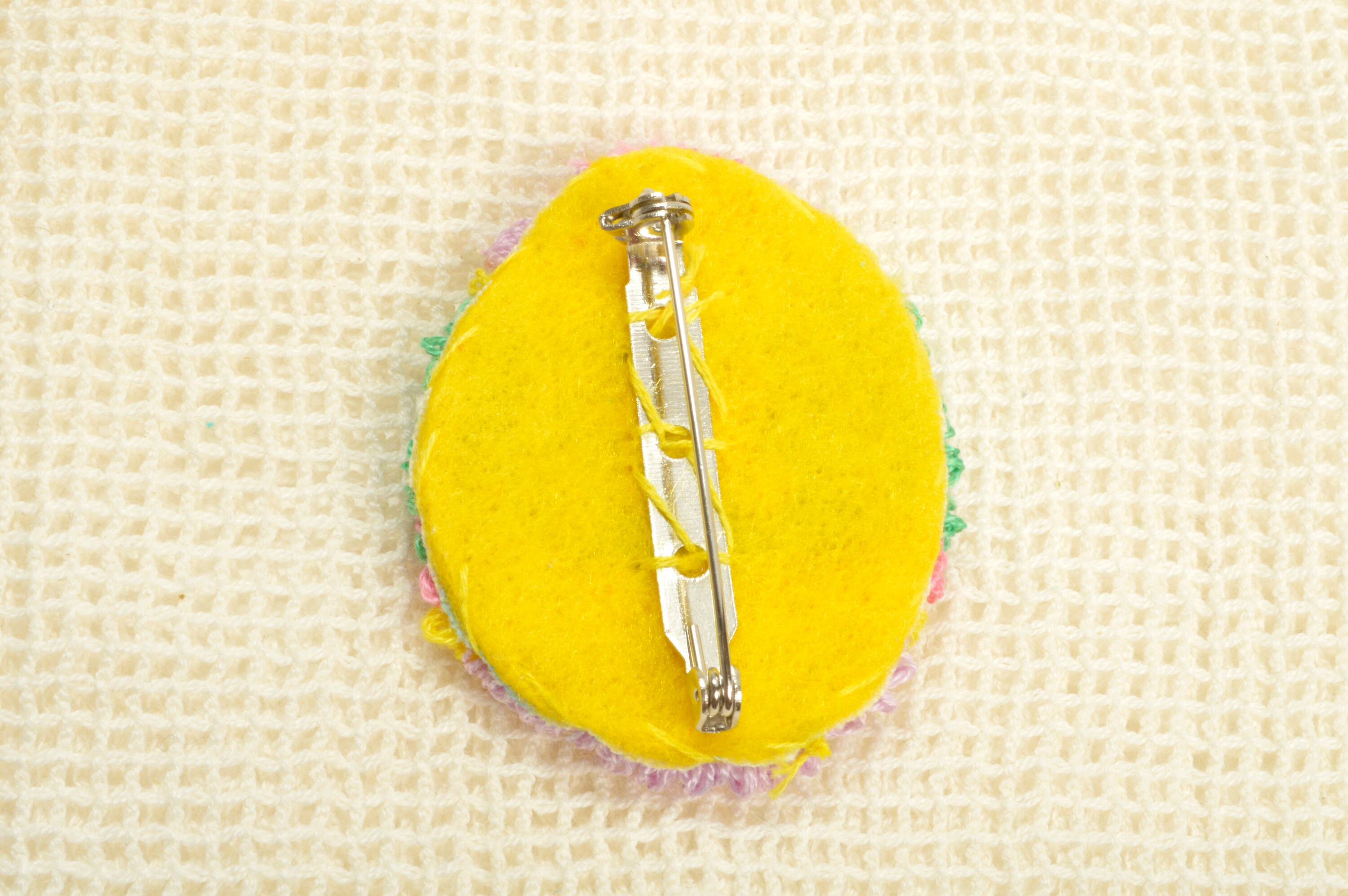 Choose One Easter Egg Brooch Pin Colorful Felt Backed Stripes Flower ...