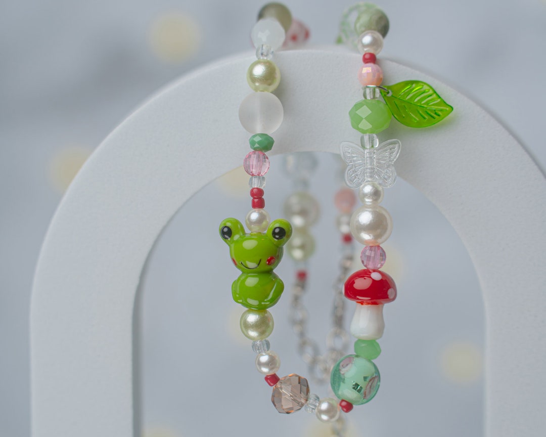 Cute Frog Beaded Necklace, Fairycore Cottagecore Y2k Aesthetic ...