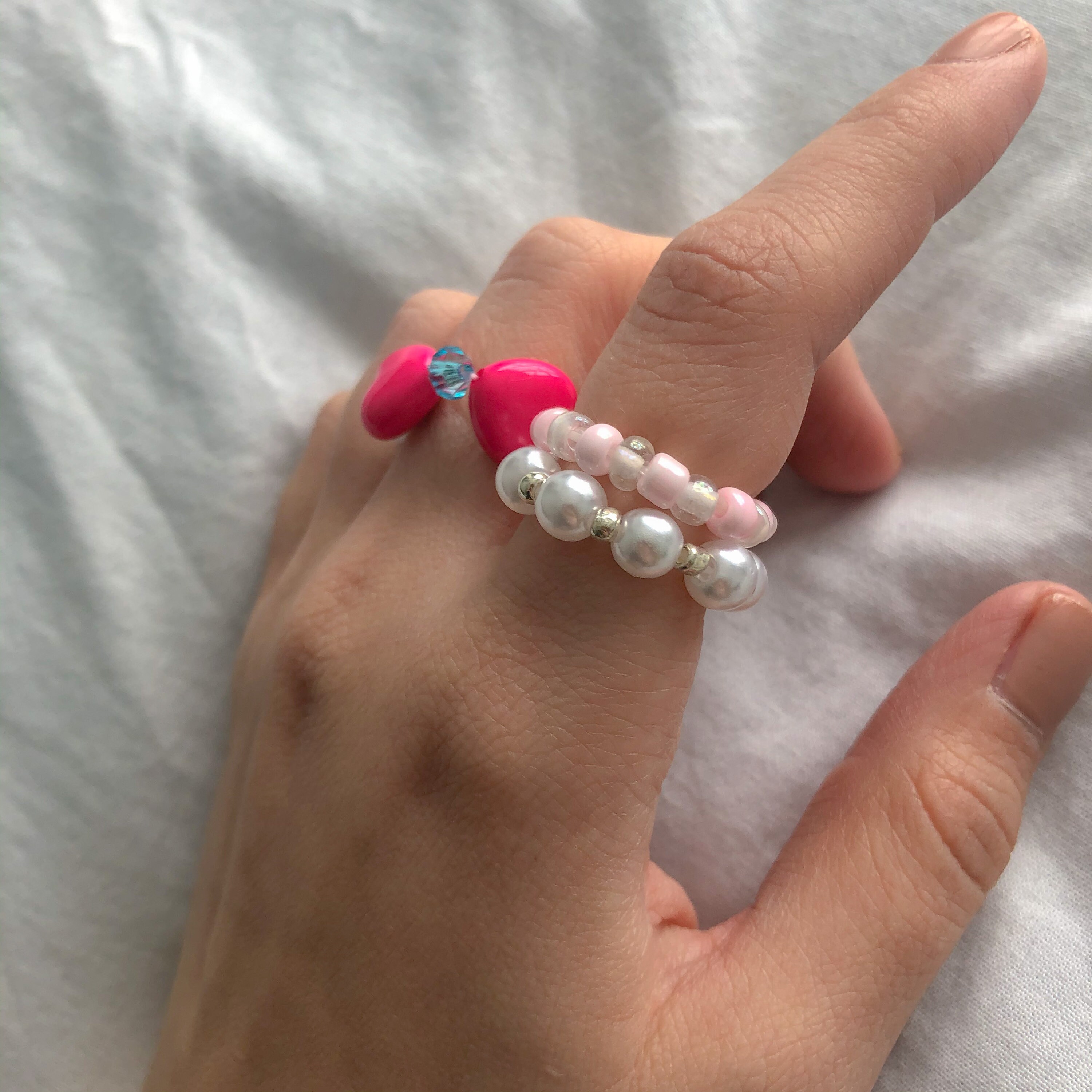 Ring Set Y2k Style Beaded Rings Colorful Rings Flower | Etsy