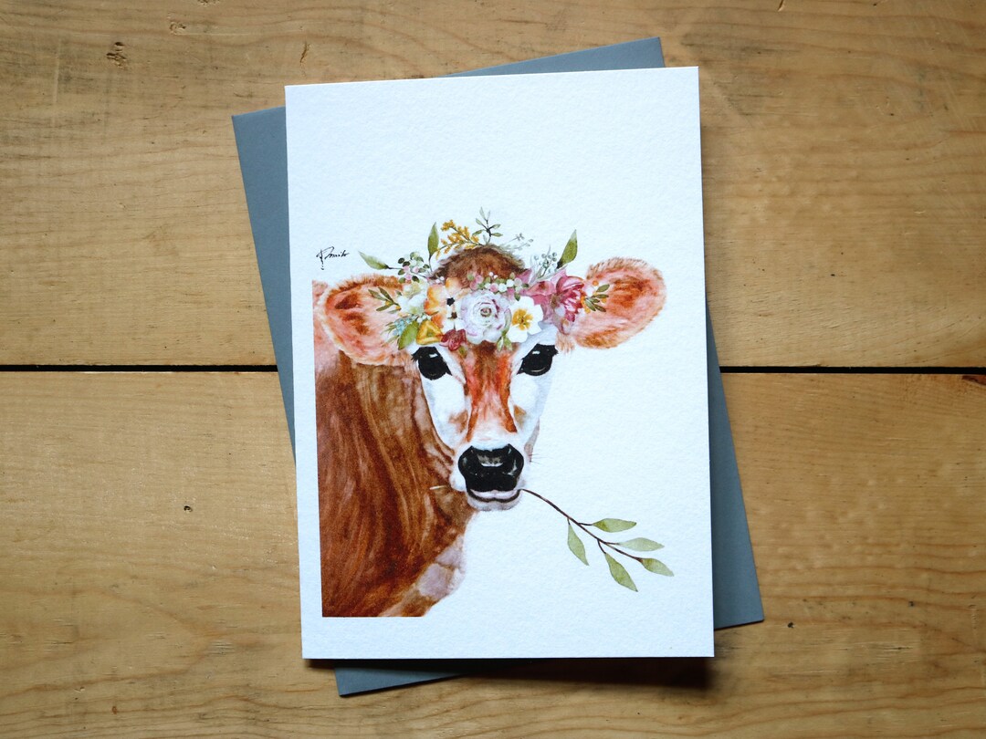 Beautiful Cow Card, Cute Animal Cards, Animal Greeting Cards ...