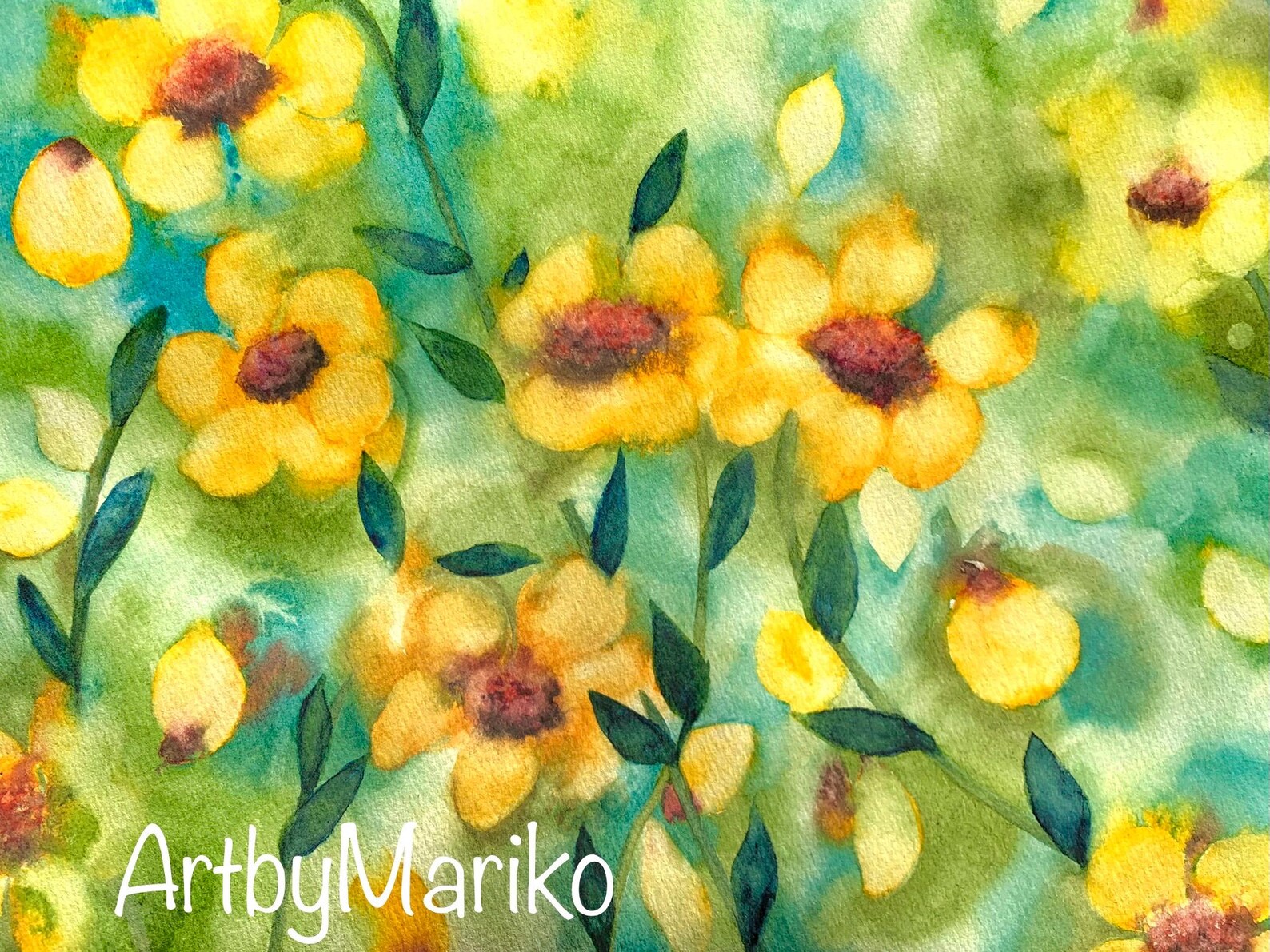 Yellow Flowers Card, Floral Cards, Watercolor Cards, Beautiful Flowers ...
