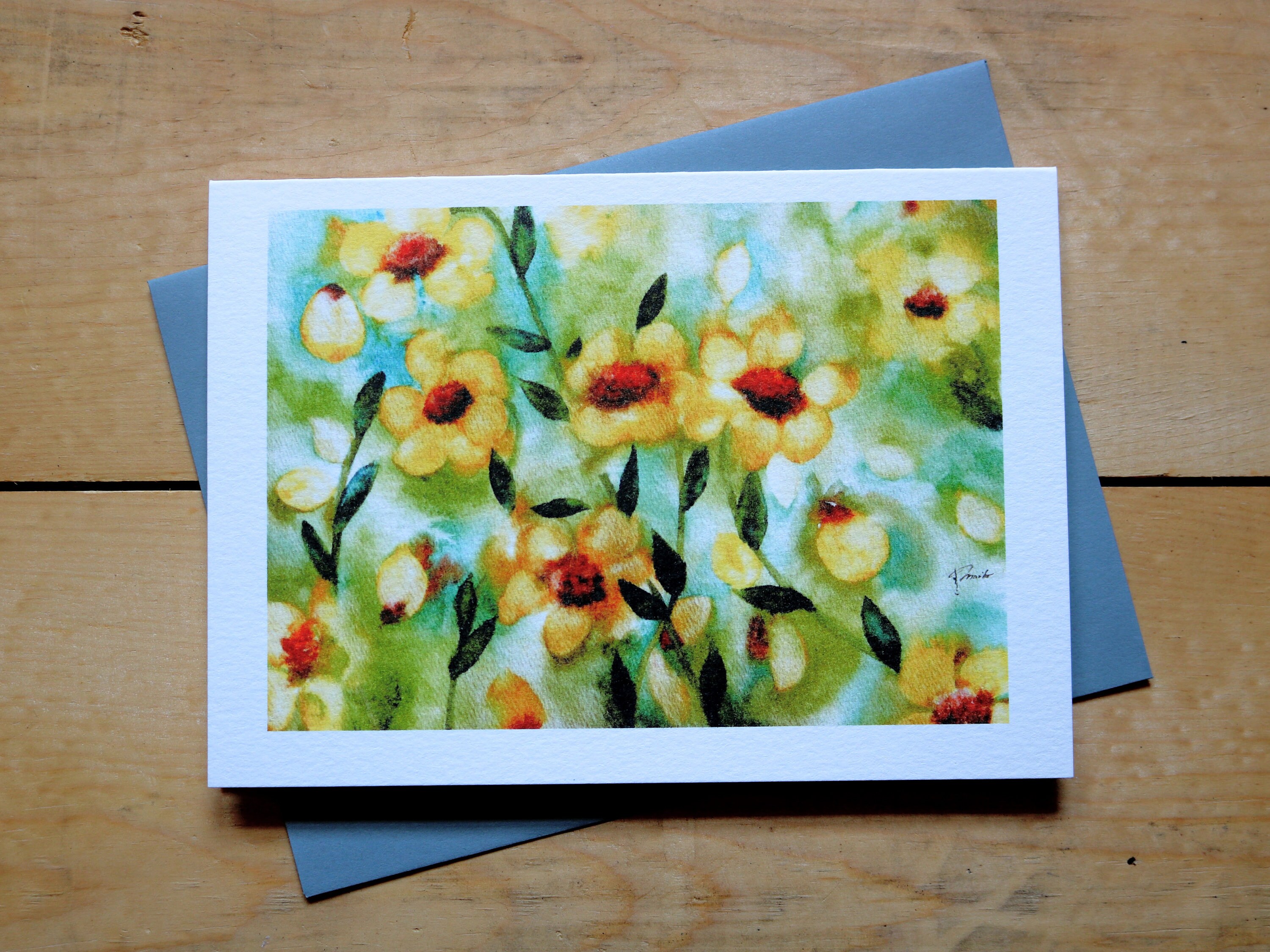 Yellow Flowers Card, Floral Cards, Watercolor Cards, Beautiful Flowers ...