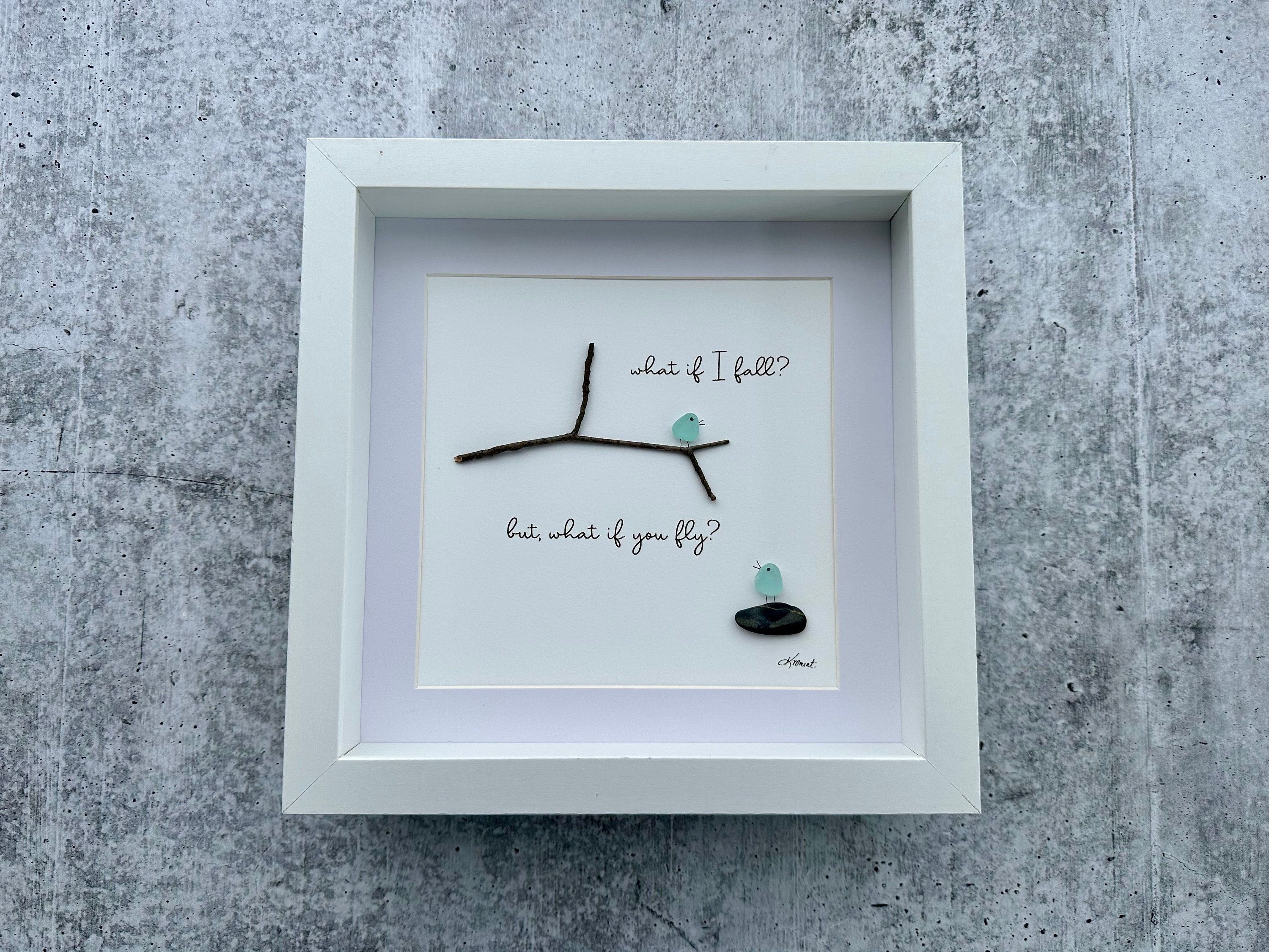What If I Fall Pebble Art, Pebble Artwork, Home Decor, Wall Art, Sea ...