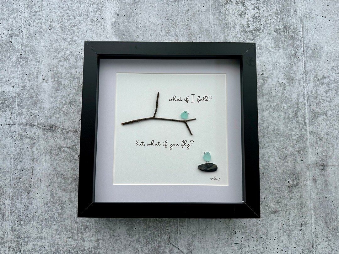 What If I Fall? Pebble Art, Pebble Artwork, Home Decor, Wall Art, Sea ...