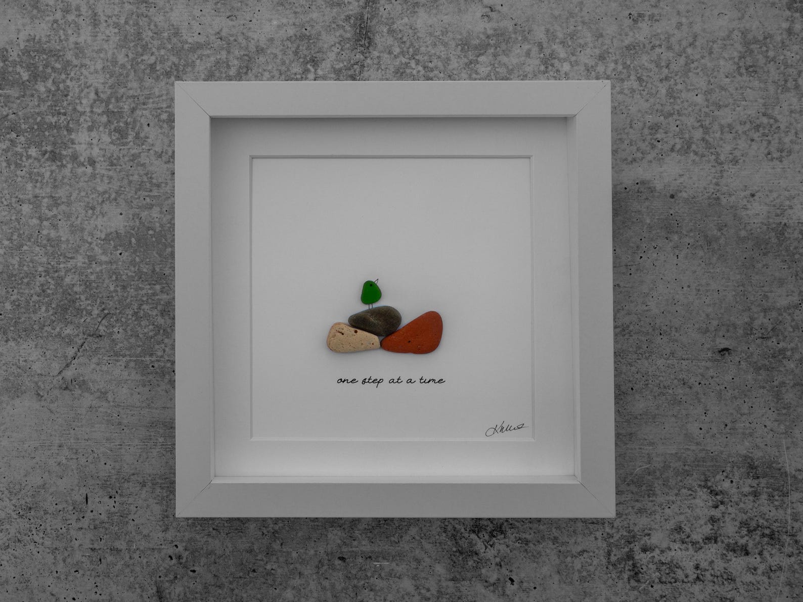 One Step at a Time, Pebble Art, Pebble Artwork, Home Decor, Wall Art ...