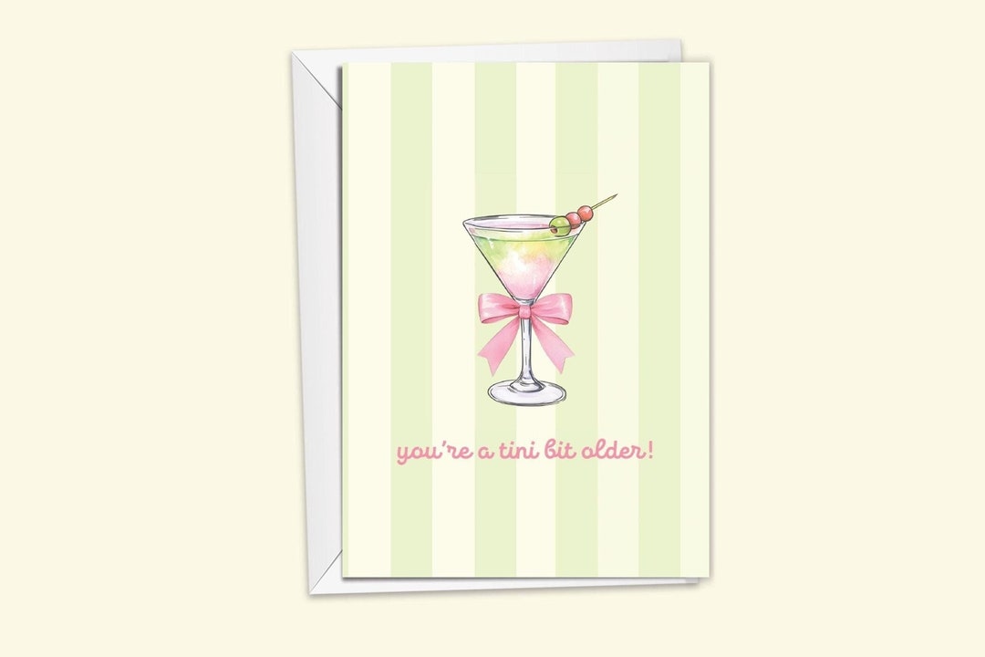 Funny Birthday Card Cute Birthday Card Martini Alcohol Birthday Card ...