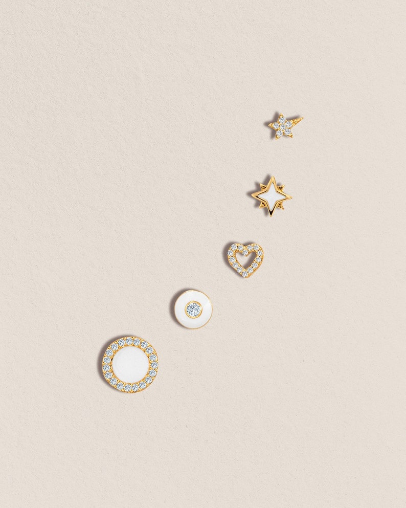 14K Gold Diamond Star Earrings - Etsy